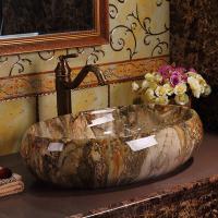 China Luxury Ceramic Countertop Bathroom Sink 600x400x155 mm Modern Marble Wash Basin for Hotel for sale