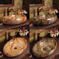 China Luxury Ceramic Countertop Bathroom Sink 600x400x155 mm Modern Marble Wash Basin for Hotel for sale