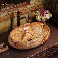 China Luxury Ceramic Countertop Bathroom Sink 600x400x155 mm Modern Marble Wash Basin for Hotel for sale