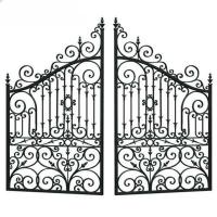 China Custom Size Wrought Iron Main Gate for Home Garden Antique Design Steel Pipe Gate 2m Height for sale