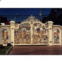 China Custom Size Wrought Iron Main Gate for Home Garden Antique Design Steel Pipe Gate 2m Height for sale