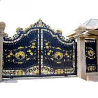 China Custom Size Wrought Iron Main Gate for Home Garden Antique Design Steel Pipe Gate 2m Height for sale