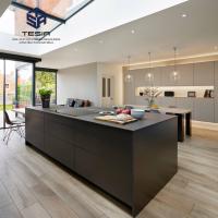 China Luxury Modern Gray Glossy Kitchen Cabinets Custom Size Wooden Plywood Durable Easy Clean for sale