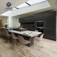 China Luxury Modern Gray Glossy Kitchen Cabinets Custom Size Wooden Plywood Durable Easy Clean for sale