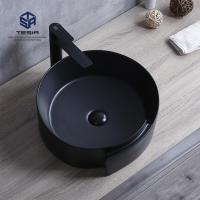 China Modern Bathroom  Ceramic Gold Black Wash Basin Countertop Sanitary Ware for sale