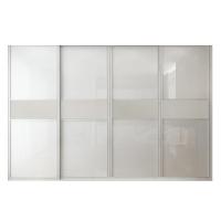 China Custom White Lacquer Sliding Door Wardrobe Wooden Armoire Cabinet Customizable Size for sale