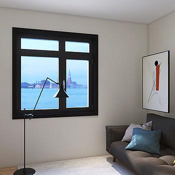 China GB/T8814 Casement Aluminum Impact Resistant Windows Double Glazing 45 Degree Corner for sale