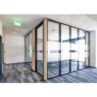 China Office STC 45dB Soundproof Glass Partition Wall System 79mm 90mm 108mm with Doors for sale