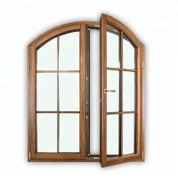 China French Style Aluminum Wood Frame Inward Swing Arched Casement Windows 84mm for sale