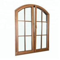 China French Style Aluminum Wood Frame Inward Swing Arched Casement Windows 84mm for sale