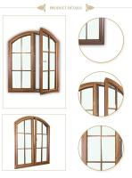 China French Style Aluminum Wood Frame Inward Swing Arched Casement Windows 84mm for sale