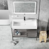 China Floor Mounted Hotel Bathroom Vanity Unit 1000mm Ceramic Sink with Mirror Custom Color for sale