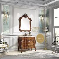 China Golden SS Metal Custom Bathroom Vanity 35 Inch Marble Countertop Sink Cabinet Solid Wood for sale