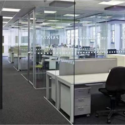 China Tempered Melamine Glass Office Partition Wall Floor to Ceiling Soundproof Room Dividers 85mm Thick for sale