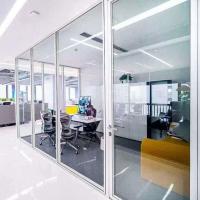 China STC 42-48db Office Partition Wall Vertical Aluminium Frame Glass Partition for sale