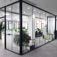 China Double Layer Glass Full View Office Wall Partition For Room Dividing for sale