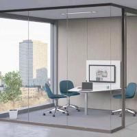 China 83MM Full View Office Partition Walls Aluminum Frame Fixed Glass Partition for sale