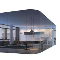China 83MM Full View Office Partition Walls Aluminum Frame Fixed Glass Partition for sale