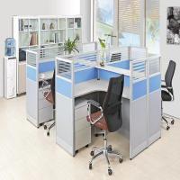 China ISO9001 4 Seater Office Partition Cubicle with Glass Wall 25mm MFC Desk Dividers for sale