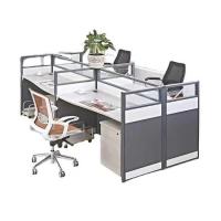 China ISO9001 4 Seater Office Partition Cubicle with Glass Wall 25mm MFC Desk Dividers for sale