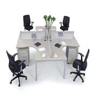 China ISO9001 4 Seater Office Partition Cubicle with Glass Wall 25mm MFC Desk Dividers for sale