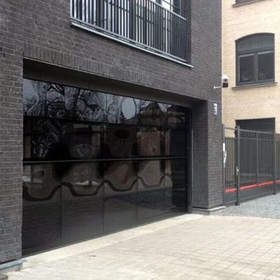 China Aluminum Full View Glass Garage Door 12 16 18 Foot Frameless Double Automatic for sale