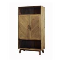 China Solid Wood Hand Carved Customized Wardrobe Recycled Pine Rustic Antique Cupboard 180cm for sale