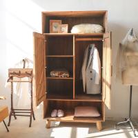 China Solid Wood Hand Carved Customized Wardrobe Recycled Pine Rustic Antique Cupboard 180cm for sale