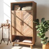 China Solid Wood Hand Carved Customized Wardrobe Recycled Pine Rustic Antique Cupboard 180cm for sale