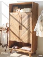 China Solid Wood Hand Carved Customized Wardrobe Recycled Pine Rustic Antique Cupboard 180cm for sale