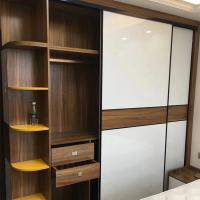 China Customized Glossy White Walk In Closet Waterproof Wardrobe With Dressing Table for sale