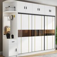 China Customized Glass Sliding Door Wardrobe Storage Cabinet Bedroom Furniture Wood Frame for sale
