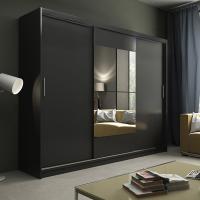 China 15mm MDF 3 Door Sliding Wardrobe with Mirror 1800mm Modern Bedroom Storage Cabinet for sale