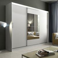 China 15mm MDF 3 Door Sliding Wardrobe with Mirror 1800mm Modern Bedroom Storage Cabinet for sale