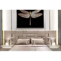 China Luxury Genuine Leather King Size Bed Frame with Titanium Stainless Steel 3170x2260x1340 mm for sale