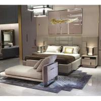 China Luxury Genuine Leather King Size Bed Frame with Titanium Stainless Steel 3170x2260x1340 mm for sale