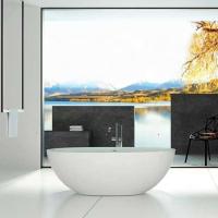 China 1.5m Modern Freestanding Solid Surface Bathtub Acrylic Stone Resin Soaking Tub for sale