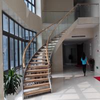 China Custom Wrought Iron Spiral Staircase with Glass Railing 1000mm Width for sale