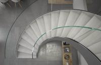 China Custom Wrought Iron Spiral Staircase with Glass Railing 1000mm Width for sale
