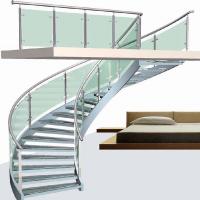 China Custom Wrought Iron Spiral Staircase with Glass Railing 1000mm Width for sale