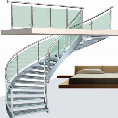 China Custom Wrought Iron Spiral Staircase with Glass Railing 1000mm Width for sale