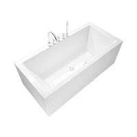 China 1.7m White Gloss Acrylic Freestanding Bathtub Contemporary Soaking Tub with Faucet and Hand Shower for sale