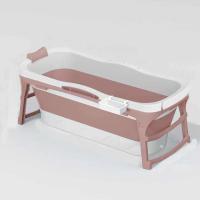 China 1.18m Freestanding Plastic Folding Bathtub for Adults Blue Pink Portable Bath Tub for sale