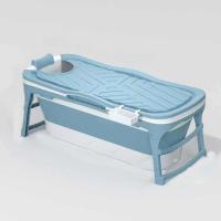 China 1.18m Freestanding Plastic Folding Bathtub for Adults Blue Pink Portable Bath Tub for sale