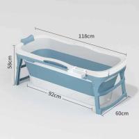 China 1.18m Freestanding Plastic Folding Bathtub for Adults Blue Pink Portable Bath Tub for sale