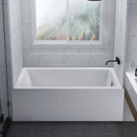 China Custom Square Acrylic Freestanding Soaking Bathtub With Armrest for sale