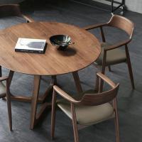 China 120cm Round Wooden Dining Table and Chair Set for Courtyard Villa Modern Home Furniture for sale