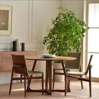 China 120cm Round Wooden Dining Table and Chair Set for Courtyard Villa Modern Home Furniture for sale