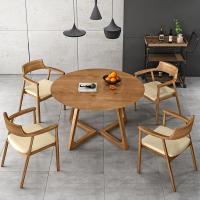 China 120cm Round Wooden Dining Table and Chair Set for Courtyard Villa Modern Home Furniture for sale