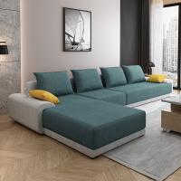 China Modern Light Luxury Dark Green Grey Fabric Sofa Set 3 Seater Convertible Living Room Furniture for sale
